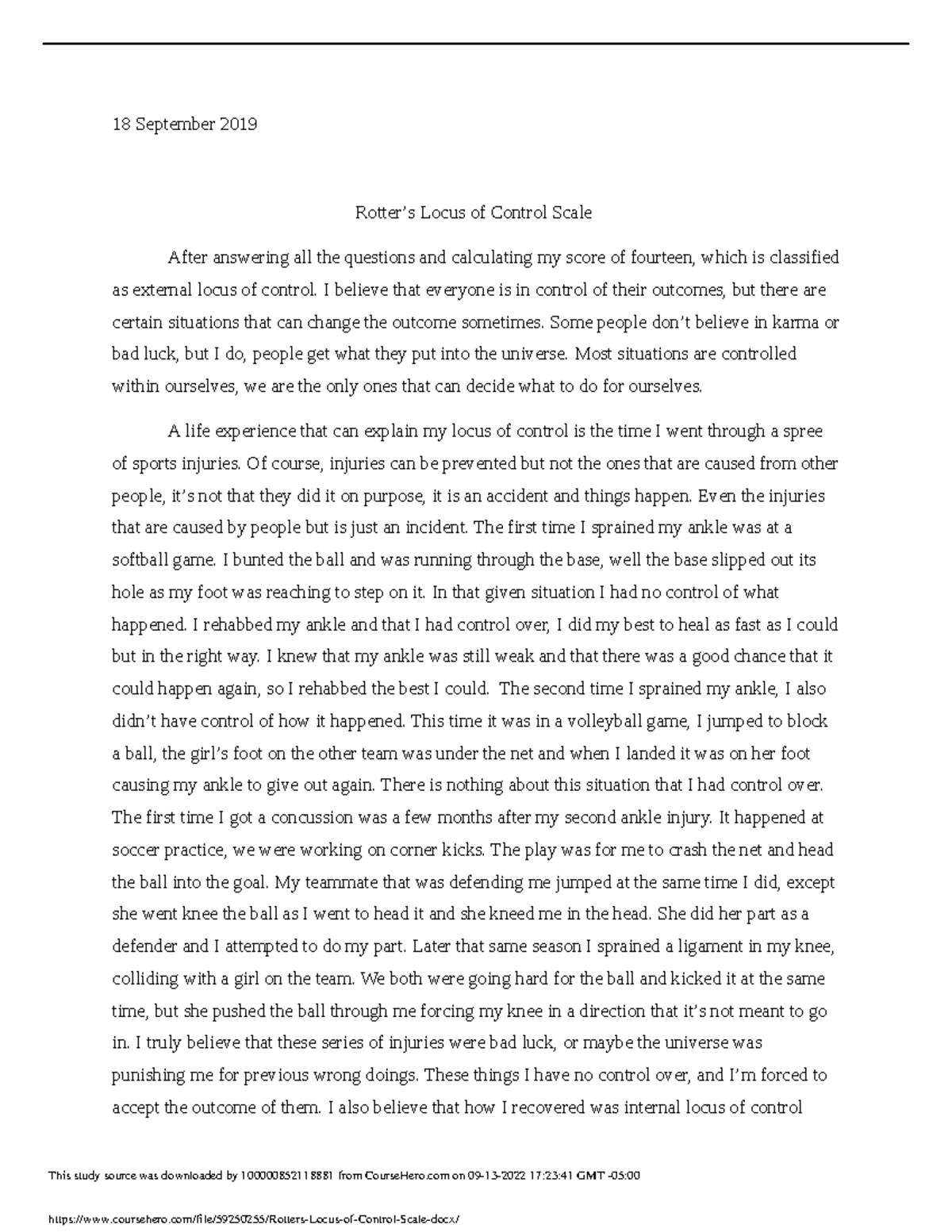 Rotter s Locus of Control Scale - 18 September 2019 Rotter’s Locus of ...