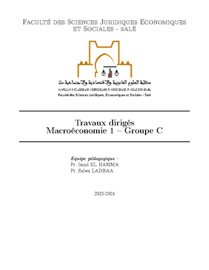 Cours macroéconomie - MACRO S2, MR JEBBERA - FSJE – SOUISSI Pr. Jabbara El Mehdi Macroéconomie ...