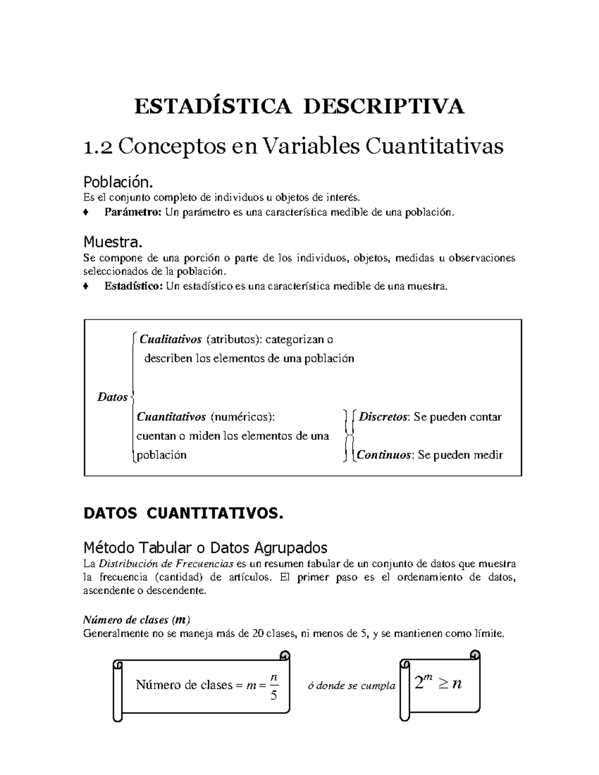 Calculo de formulas estadisticas tercer semst - ESTADÍSTICA DESCRIPTIVA ...