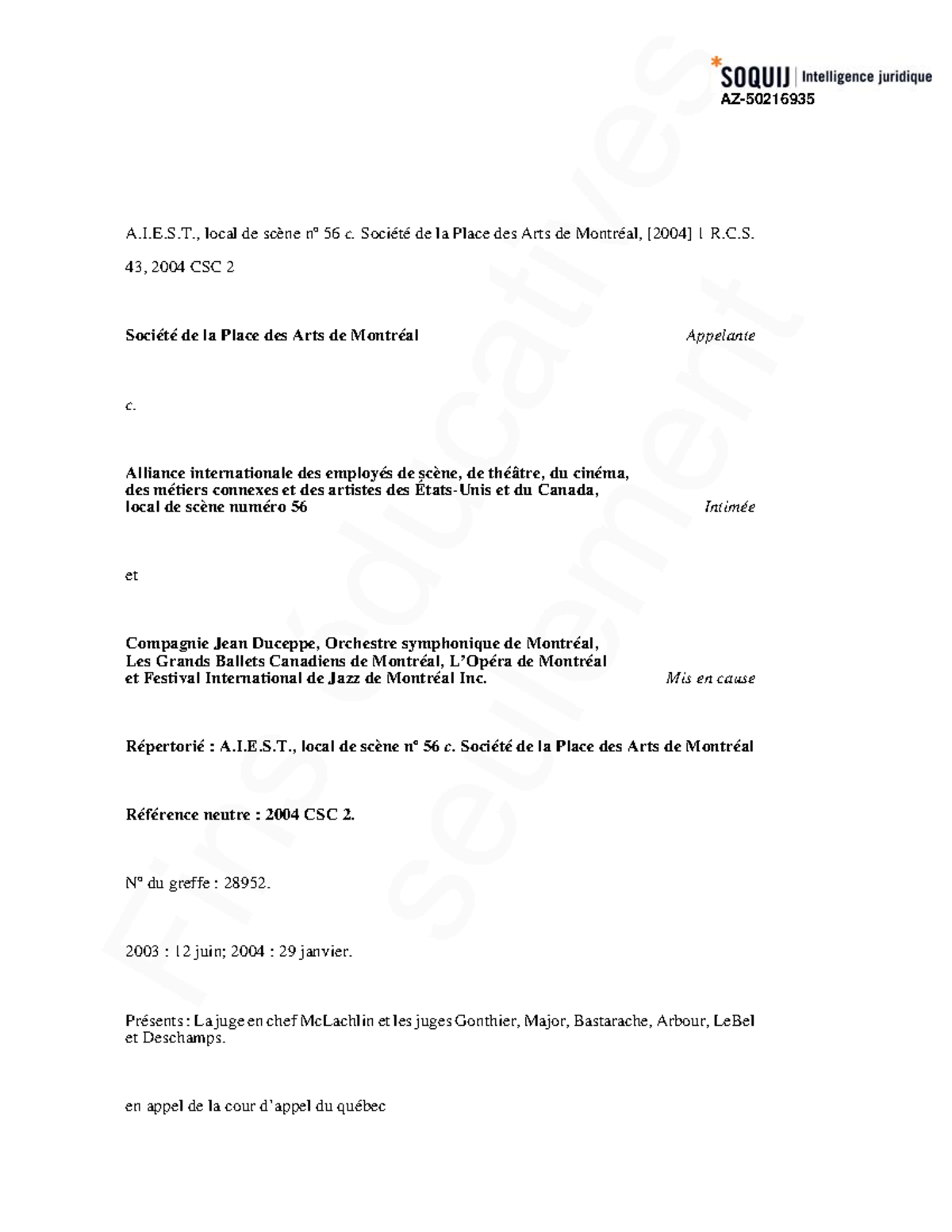 Aiest local de scène no 56 c Société de la Place des Arts de Montréal ...