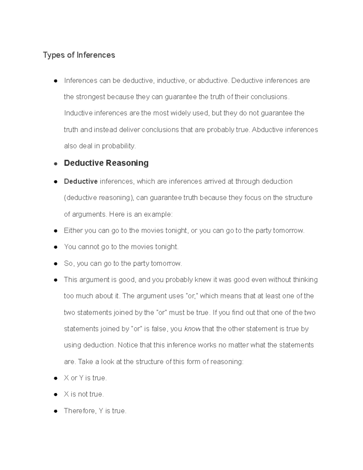 Philo- Types of Inferences - Types of Inferences Inferences can be ...