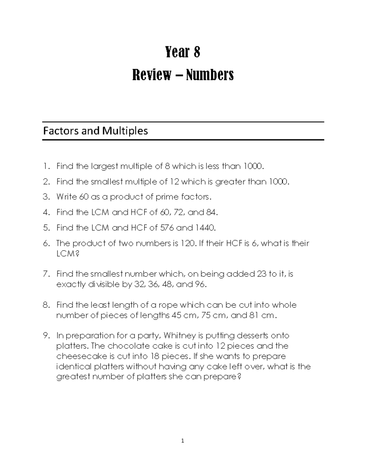Year-8-Review-sheets-on-Numbers-students - Year 8 Review Numbers ...