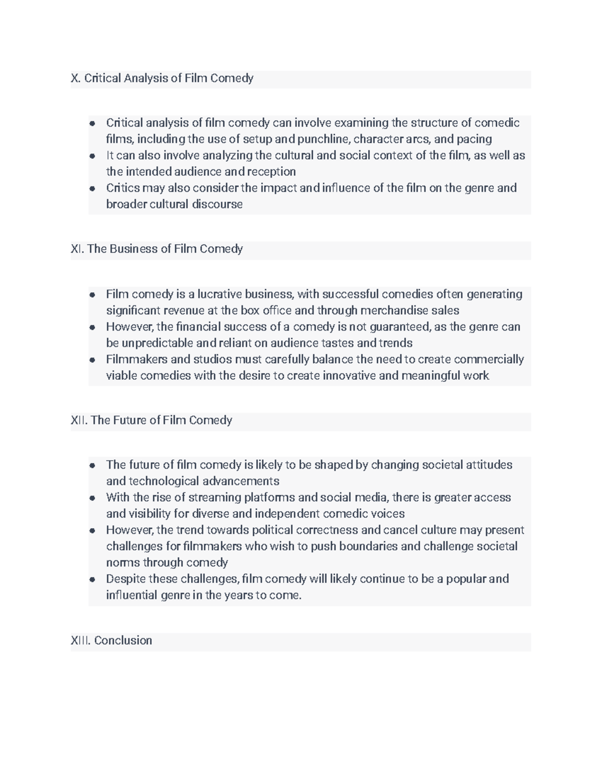 COM 300 Notes 2 - X. Critical Analysis of Film Comedy Critical analysis ...