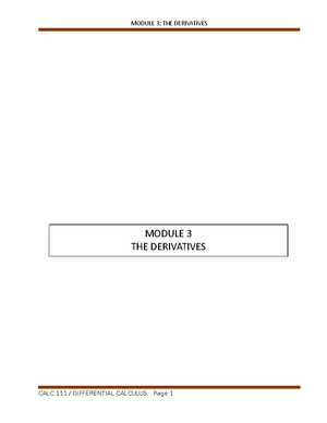 1. CALC 111 Module 1 WK 1 - Differential Calculus - MODULE 1 ...