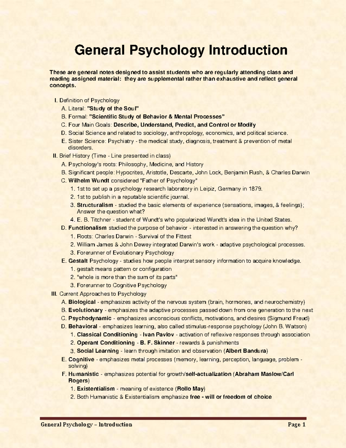 Psy1 - Summary Psychology - General Psychology Introduction These are ...