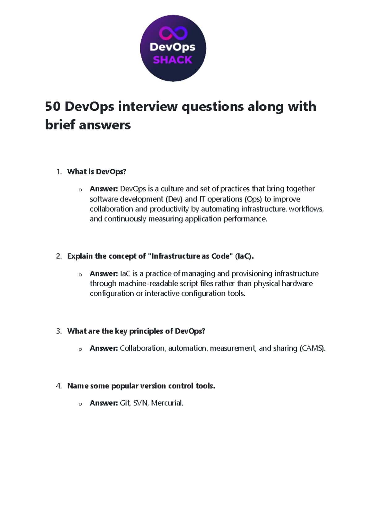 Dev Ops Interview Questions - 50 DevOps interview questions along with brief answers What is ...