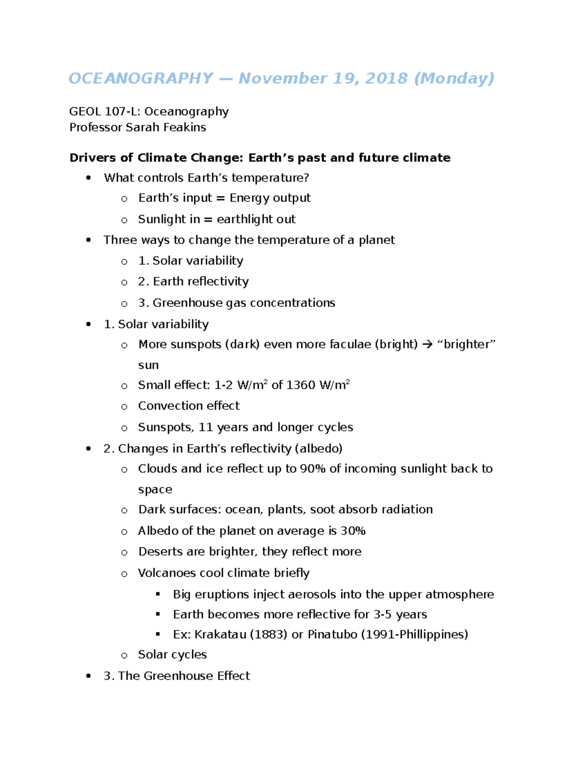GEOL 107 11.19.18 - OCEANOGRAPHY — November 19, 2018 (Monday) GEOL 107 ...
