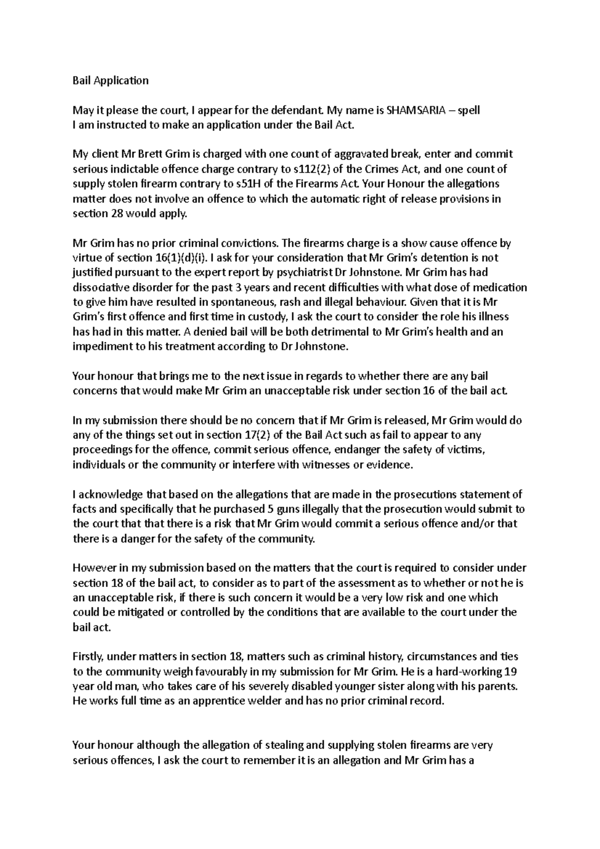 Bail Application - Bail Application May it please the court, I appear ...