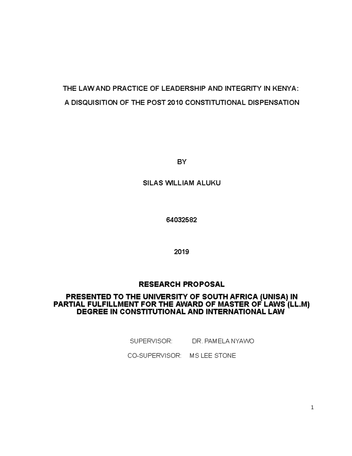Ethics Proposal-LLM latest - THE LAW AND PRACTICE OF LEADERSHIP AND ...