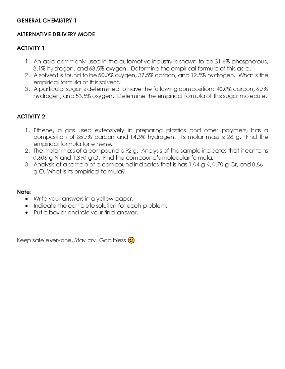 GEN CHEM 1 ADM ACT 1 2 - cheesedog - GENERAL CHEMISTRY 1 ALTERNATIVE ...