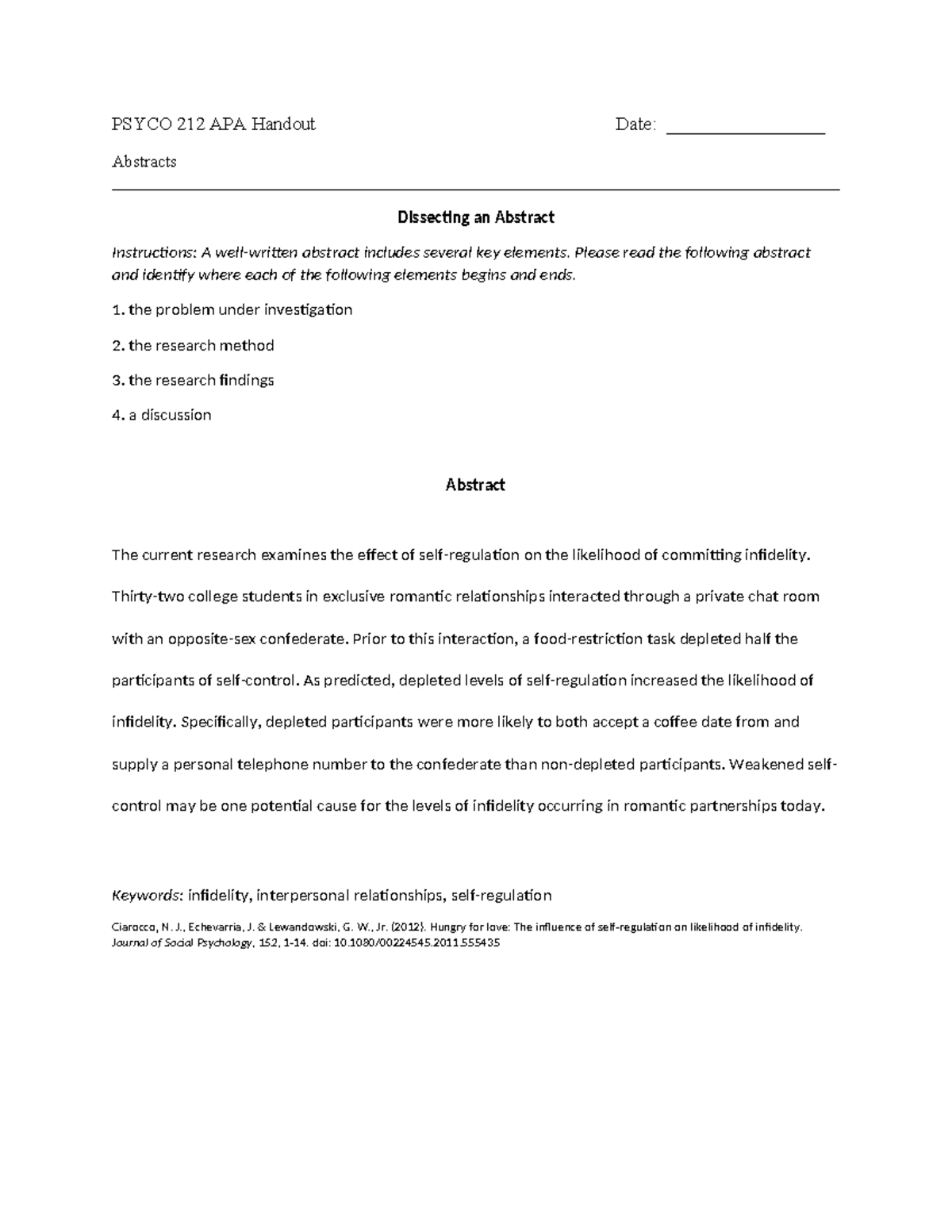 APA Handout - Abstracts - PSYCO 212 APA Handout Date ...