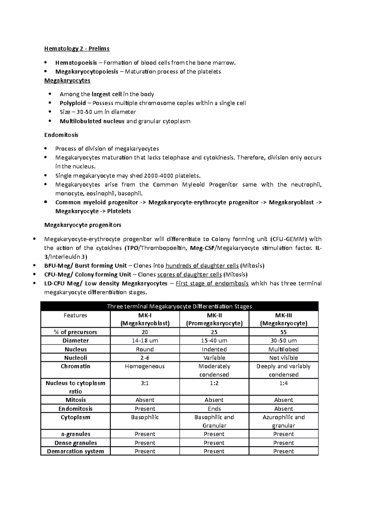 HEMA 2 Notes Prelim - Hematology 2 - Prelims Hematopoeisis – Formation ...