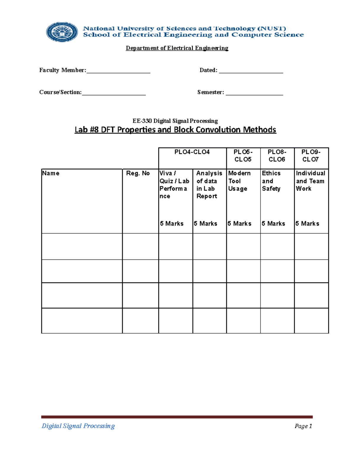 Lab8 Dspbee 12 - lab - Department of Electrical Engineering Faculty Member ...