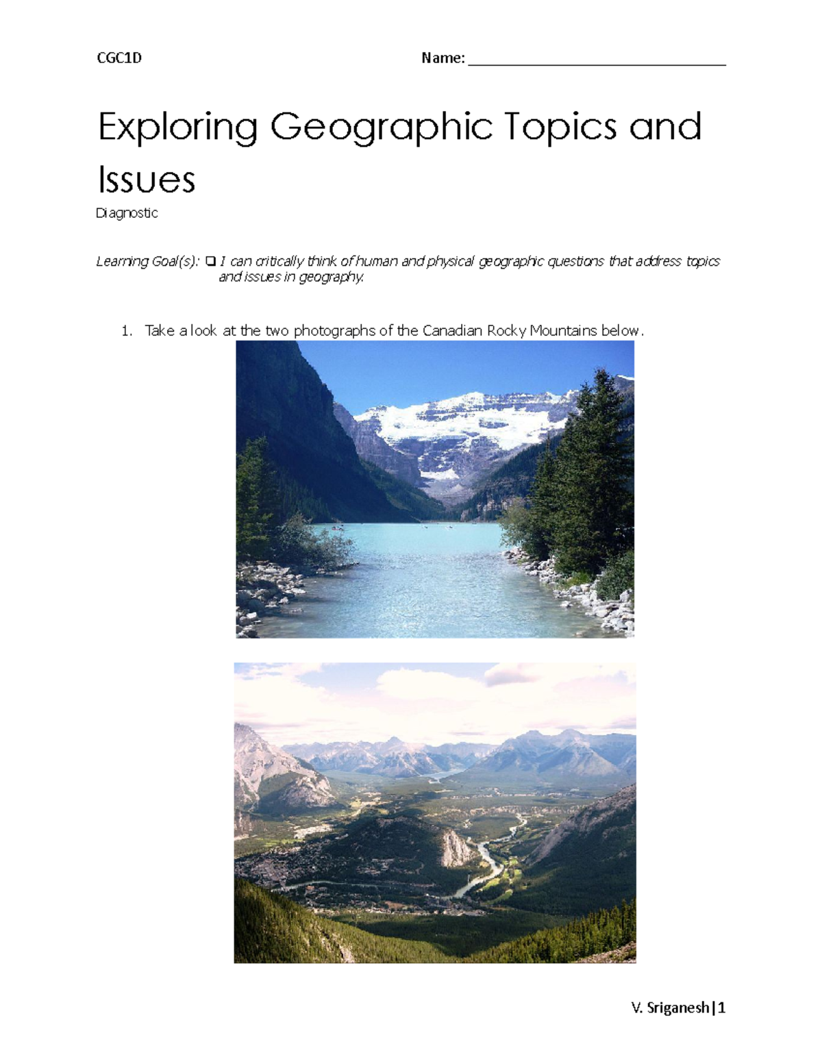Copy of 05 Exploring Geographic Topics and Issues - Copy - CGC1D Name ...