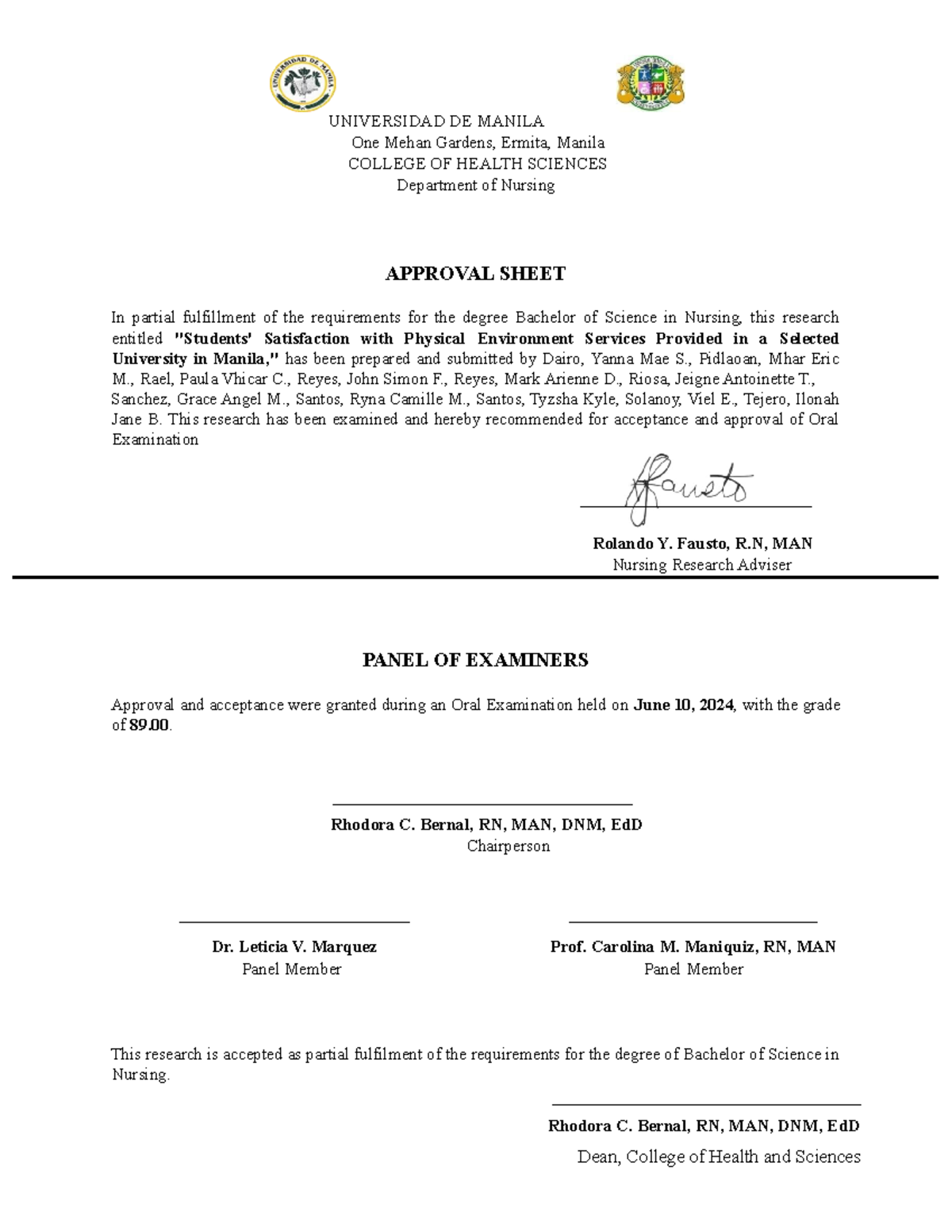 An approval letter to conduct a thesis on a selected university in ...