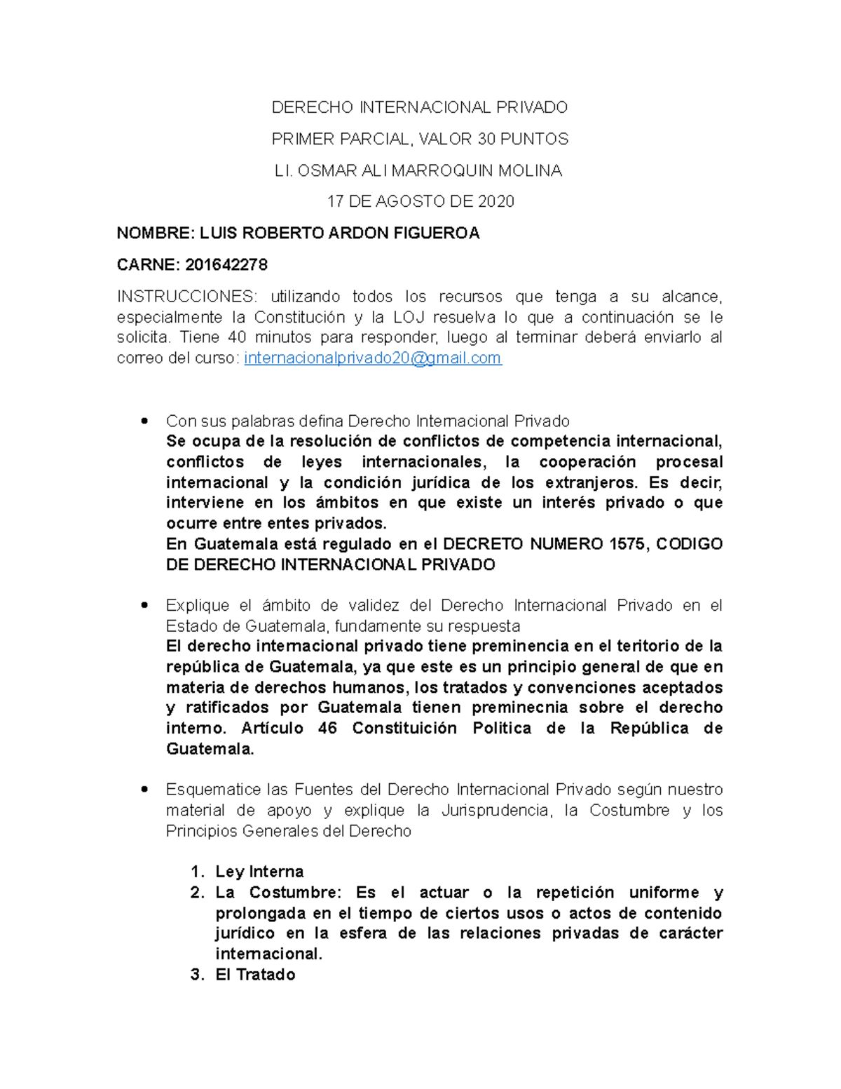 Derecho Internacional Privado Primer Parcial Segundo Semestre - DERECHO INTERNACIONAL PRIVADO ...