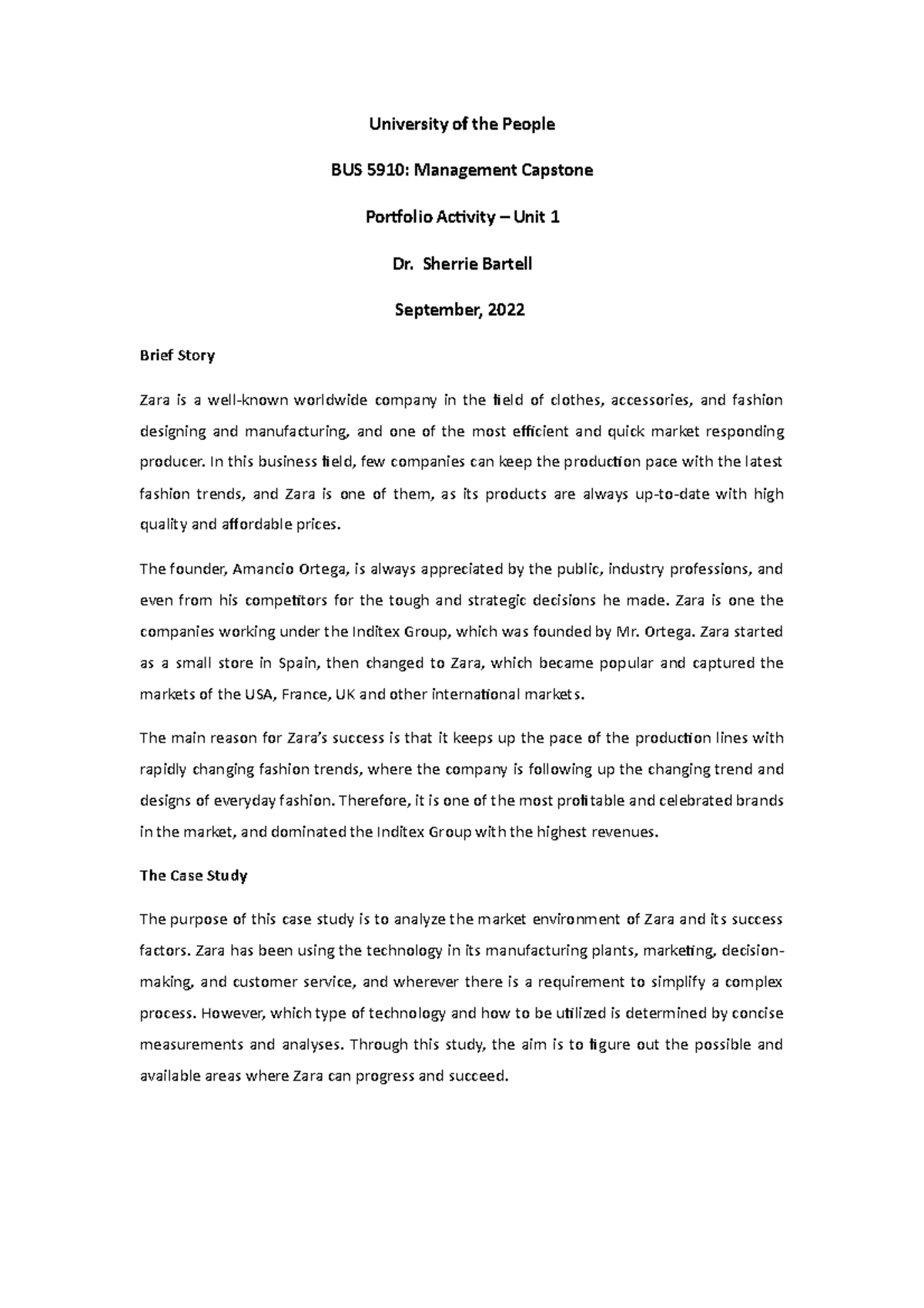 Portfolio Activity - Unit 1 - University of the People BUS 5910 ...