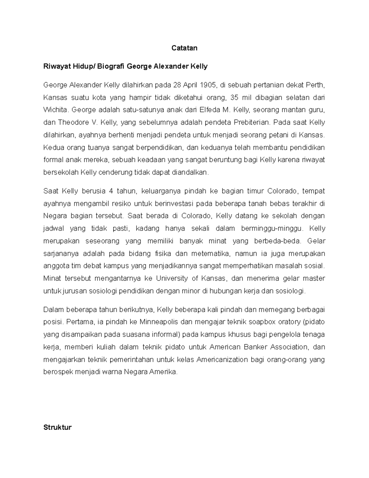 Catatan Pt 3 - Ringkasan Pt 3 - Catatan Riwayat Hidup/ Biografi George ...