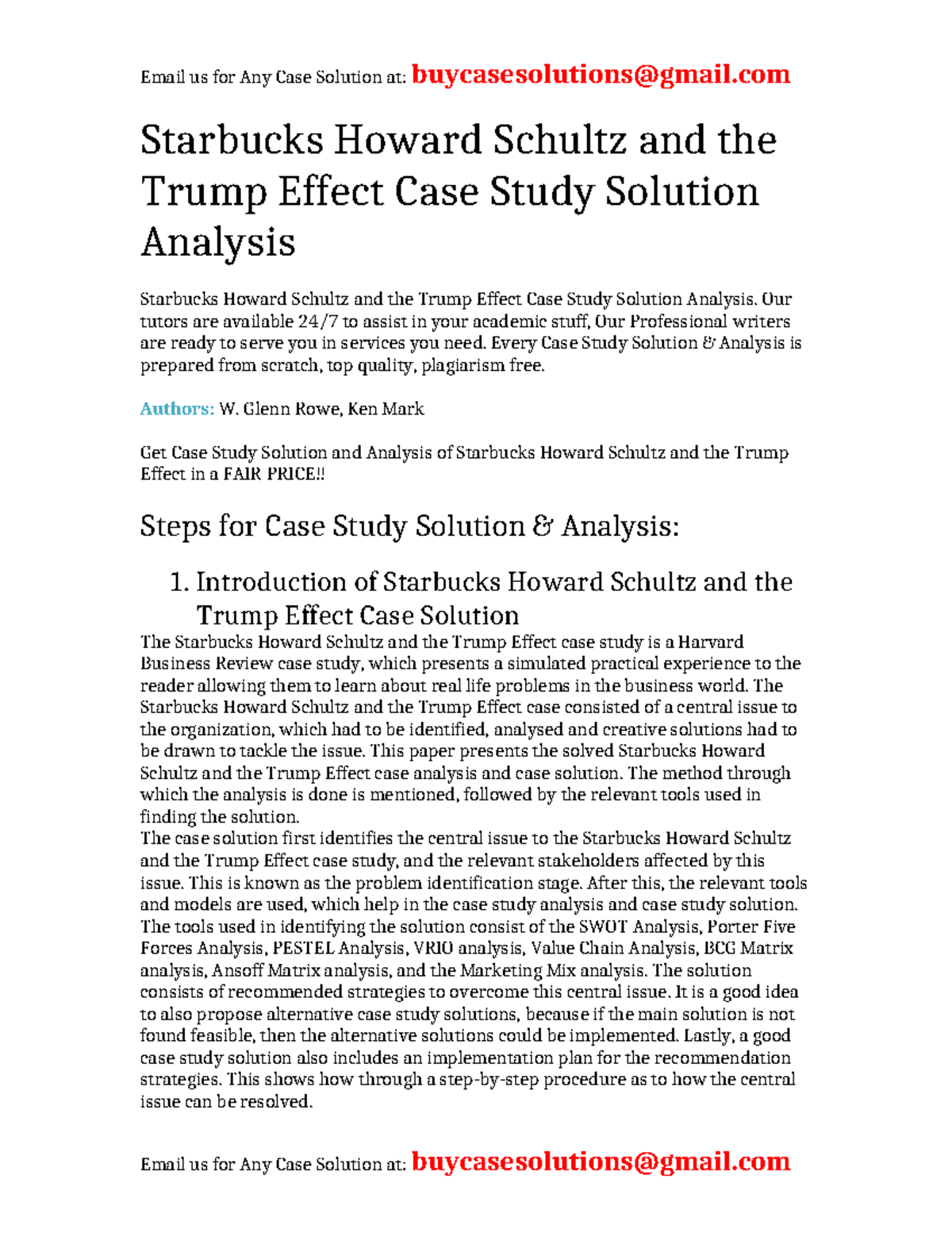 Case Solution Starbucks Howard Schultz and the Trump Effect - Starbucks ...