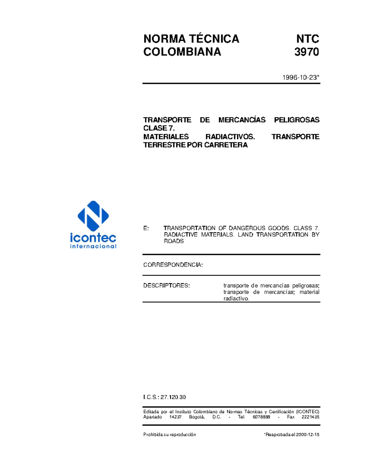 NORMAS TECNICAS ICONTEC PARA ELABORACION - NORMA TÉCNICA NTC COLOMBIANA ...