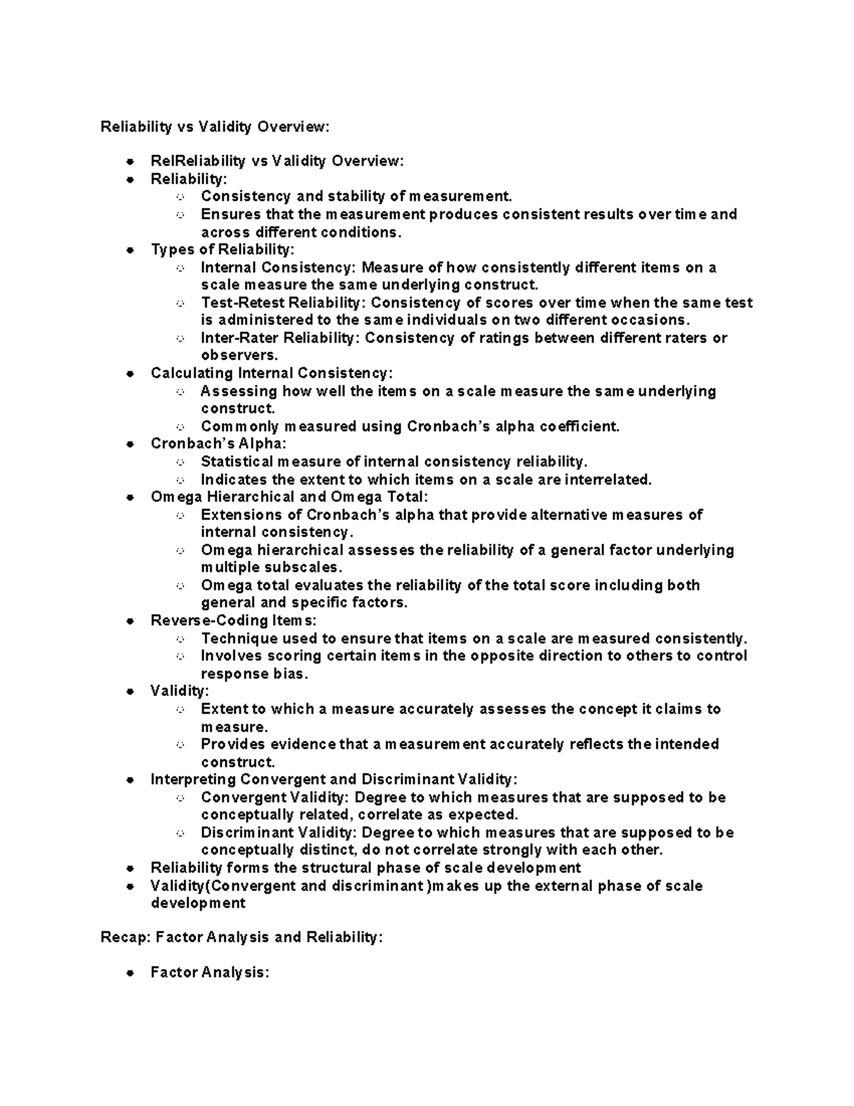 Untitled document - L6 Reliability and validity - Reliability vs Validity Overview ...