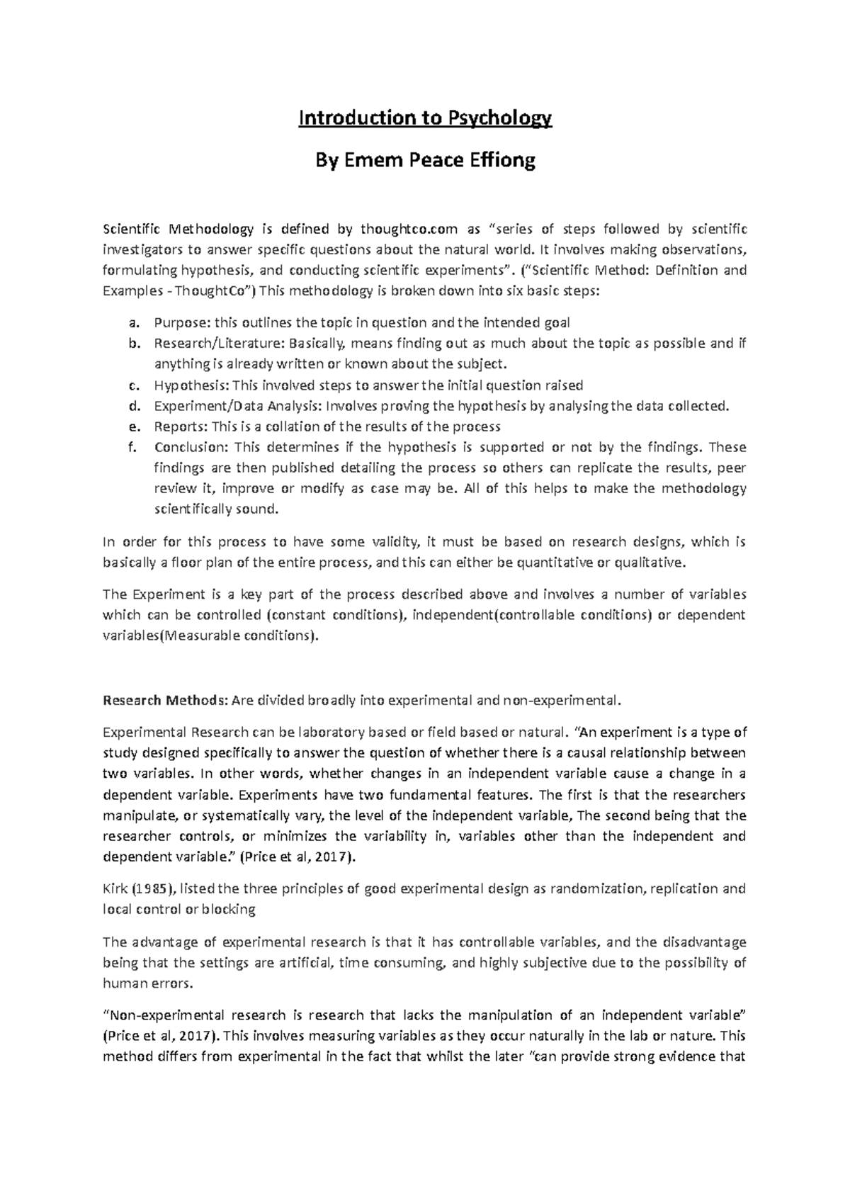 Fifth unit 9 - psychology assignment - Introduction to Psychology By ...