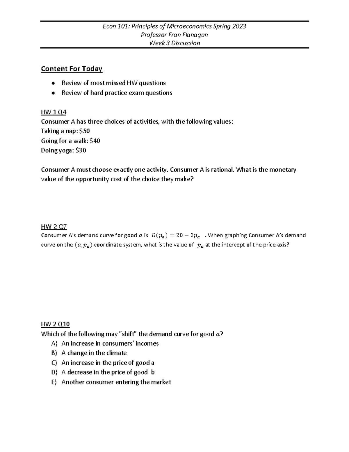 Discussion Week 3 - Professor Fran Flanagan Week 3 Discussion Content ...