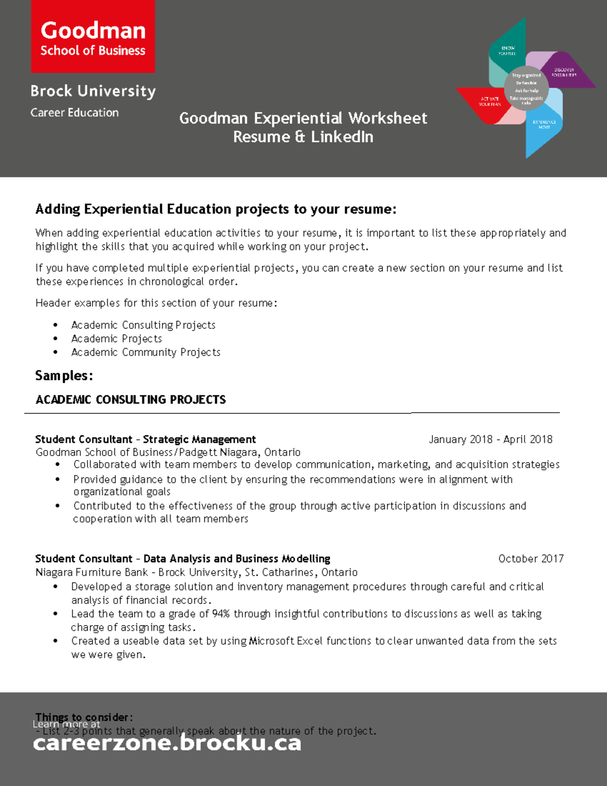 Experiential Portfolio Worksheet - Goodman Experiential Worksheet ...