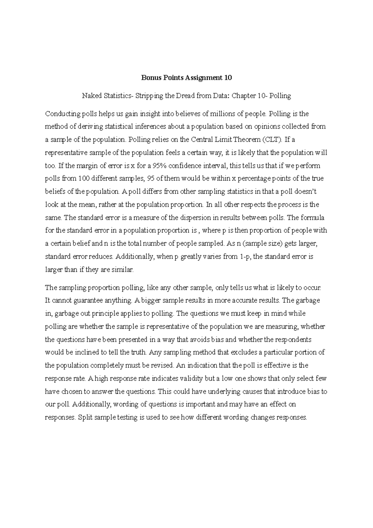 Bonus Points Assignment 10 - Polling is the method of deriving ...