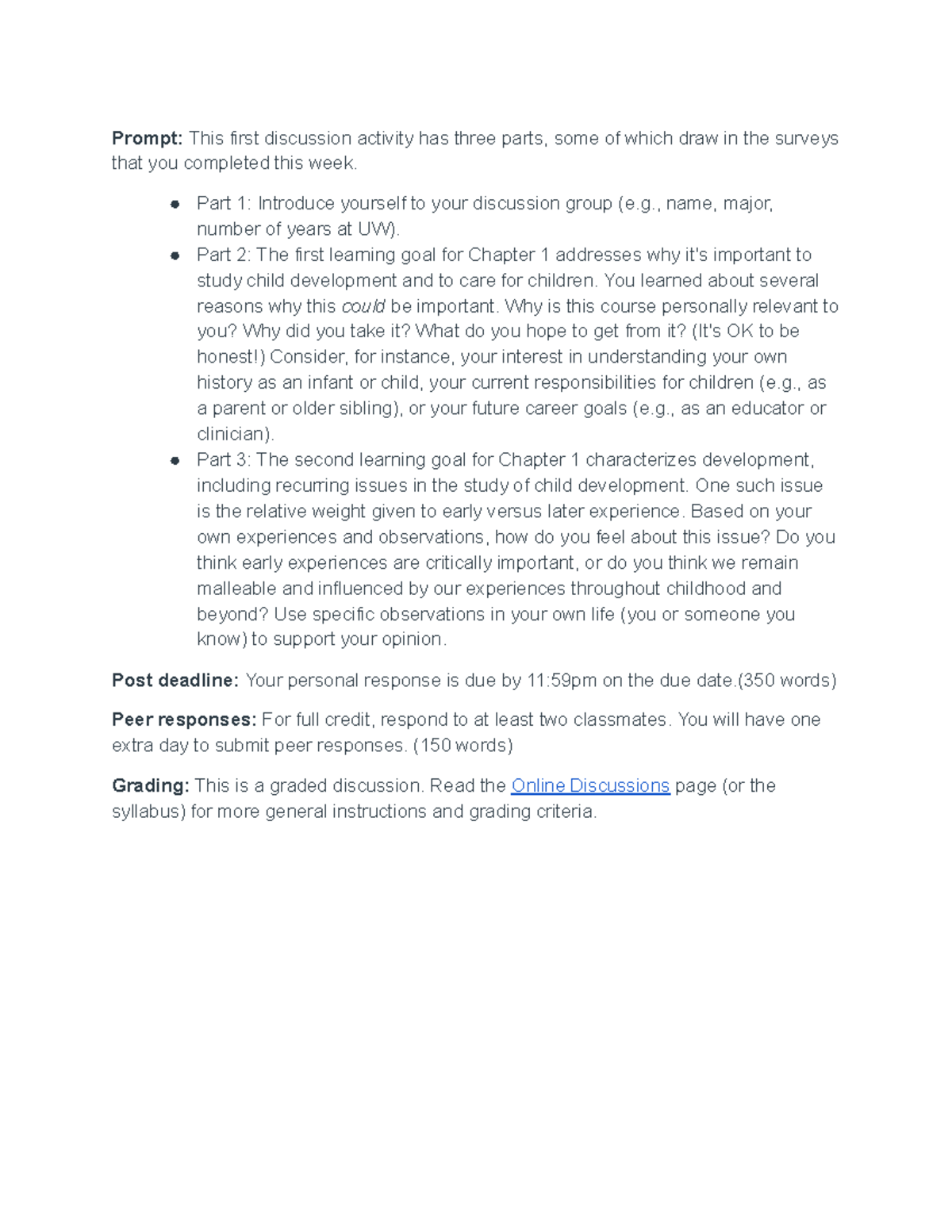 Chapter 1 group discussion - Prompt: This first discussion activity has ...