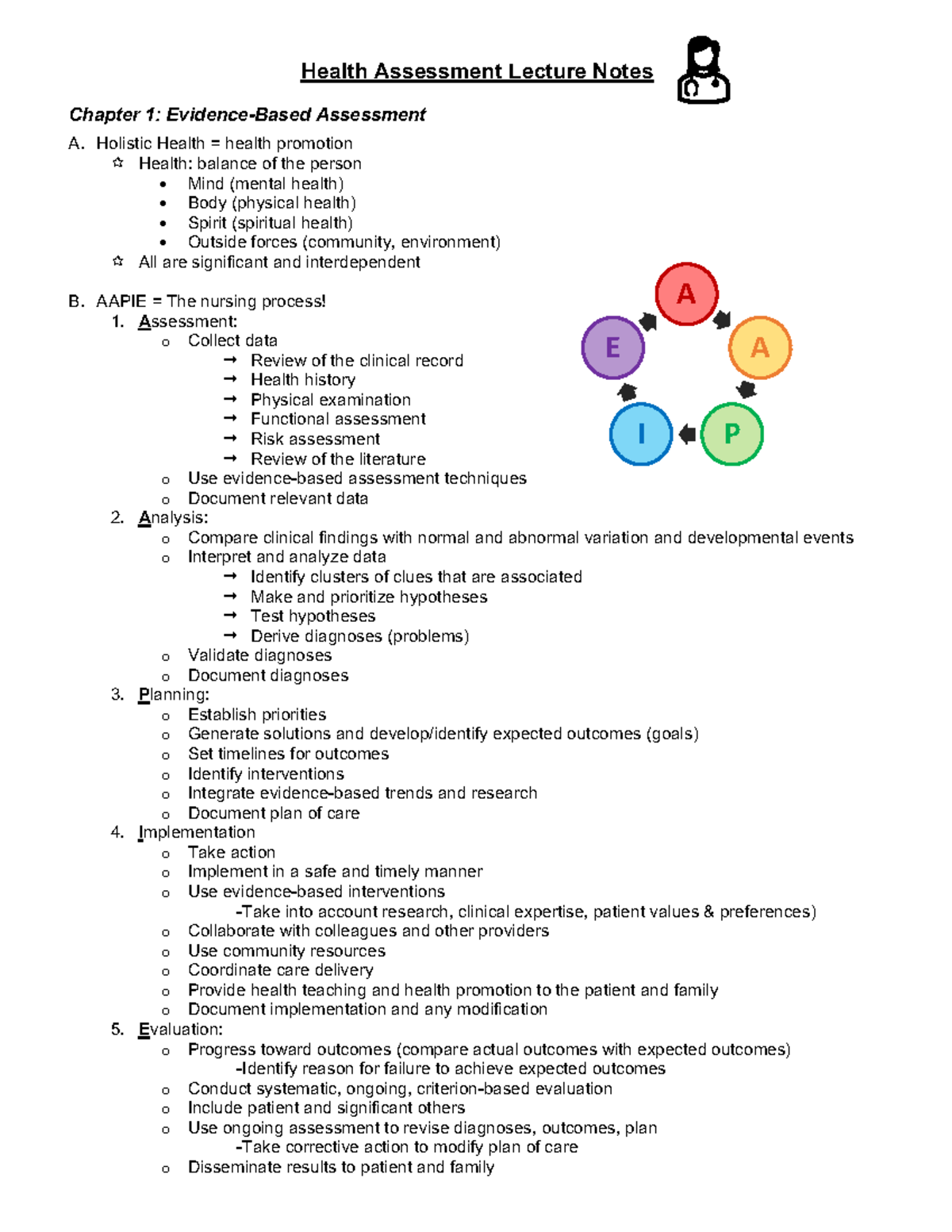 Health Assessment Lecture Notes Chapter 1 - Studocu