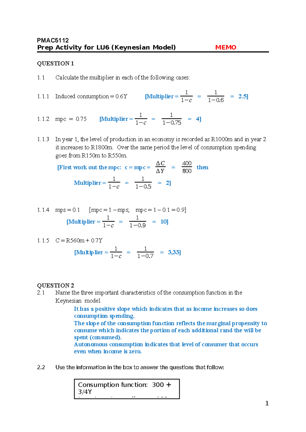 PMAC5112 Prep Activity for LU6 MEMO - PMAC Prep Activity for LU6 ...