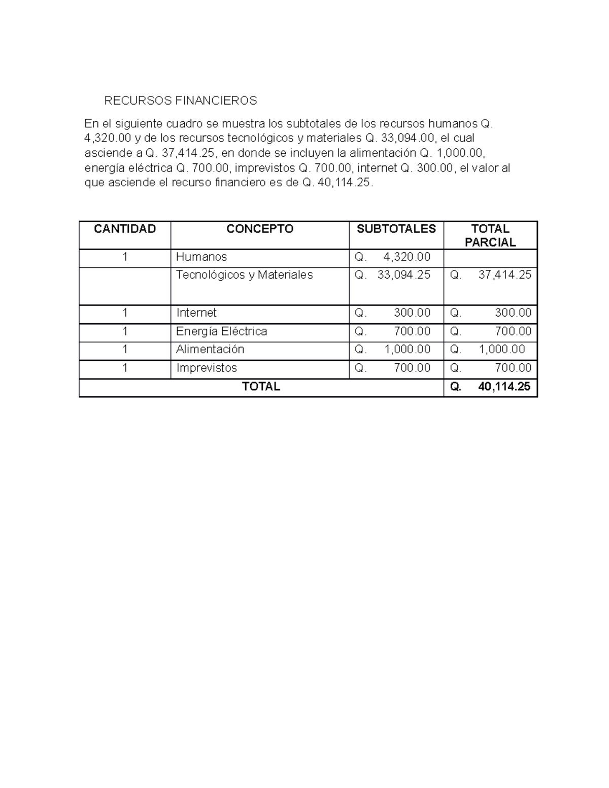 Recurso Financiero - Apuntes - RECURSOS FINANCIEROS En el siguiente ...