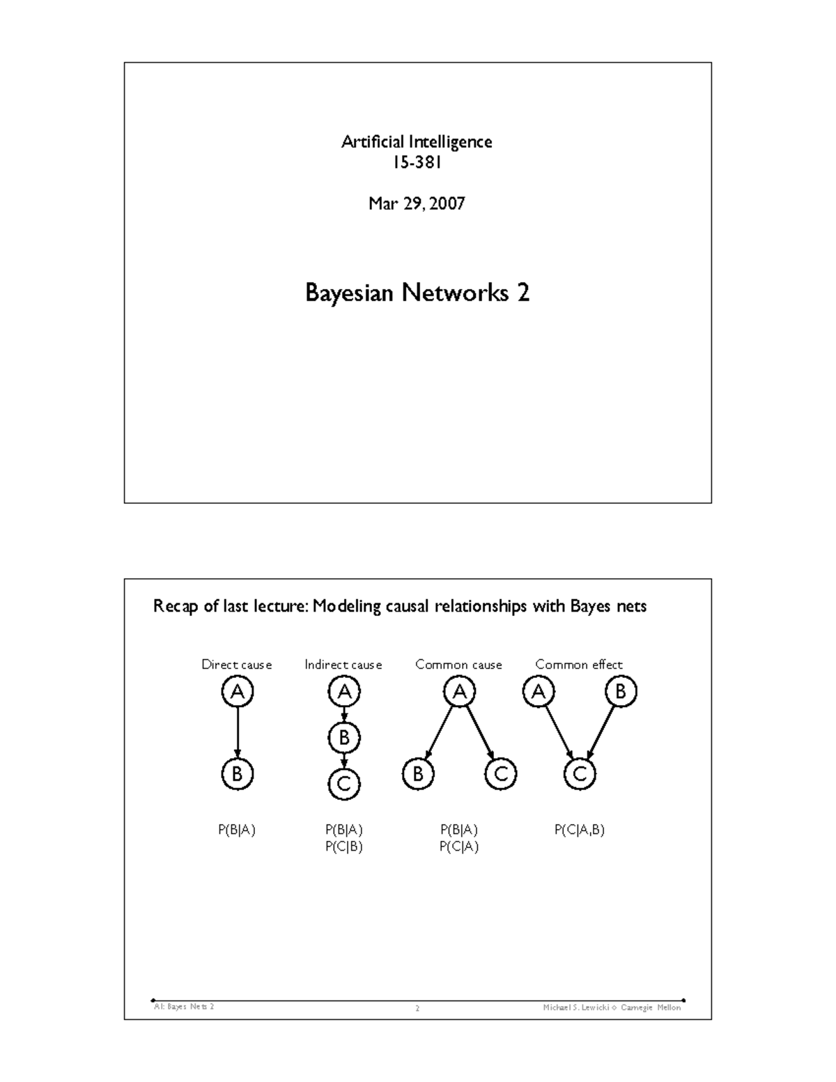 032907 bayes Nets 2 - Lecture notes 1-3 - Artificial Intelligence 15 ...