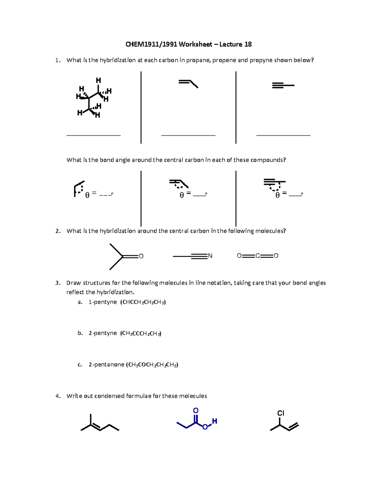 Worksheet 18 - CHEM1911/1991 Worksheet – Lecture 18 What i s the ...
