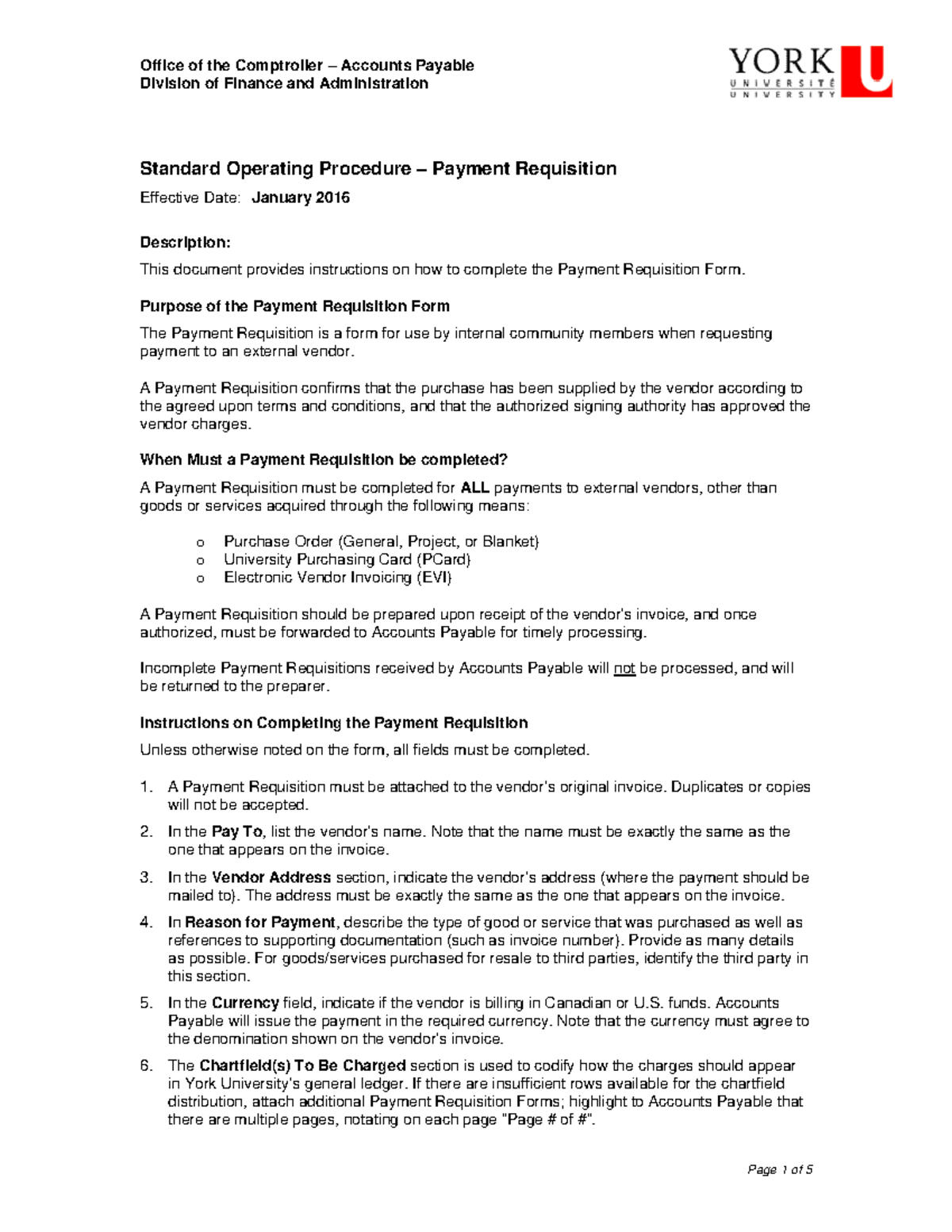 SOP Payment Requisition - Division of Finance and Administration ...