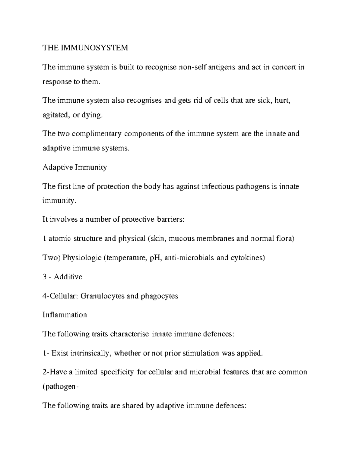 THE Immunosystem 1 - Immune system physiology - THE IMMUNOSYSTEM The ...