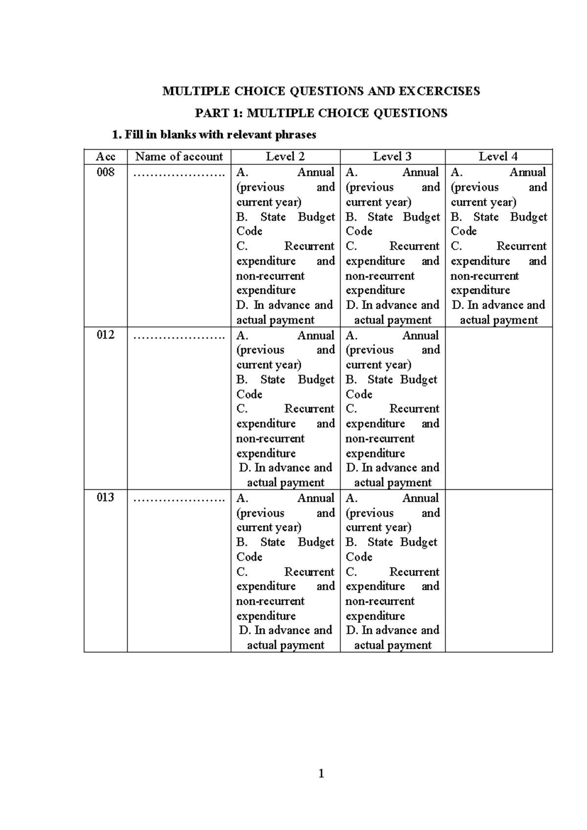 Multiple Choice Exercise Chapter 2 - student - MULTIPLE CHOICE ...