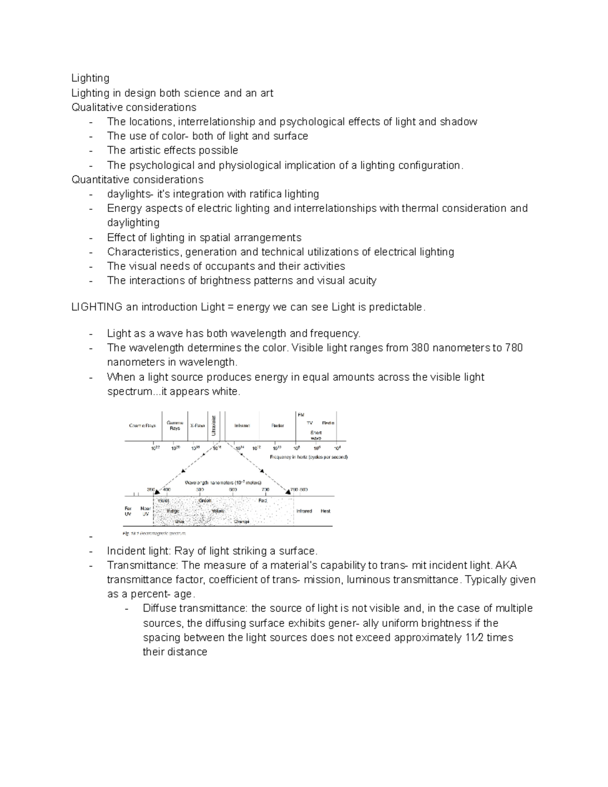 Notes EC 2 class 1-8 - Lighting Lighting in design both science and an ...
