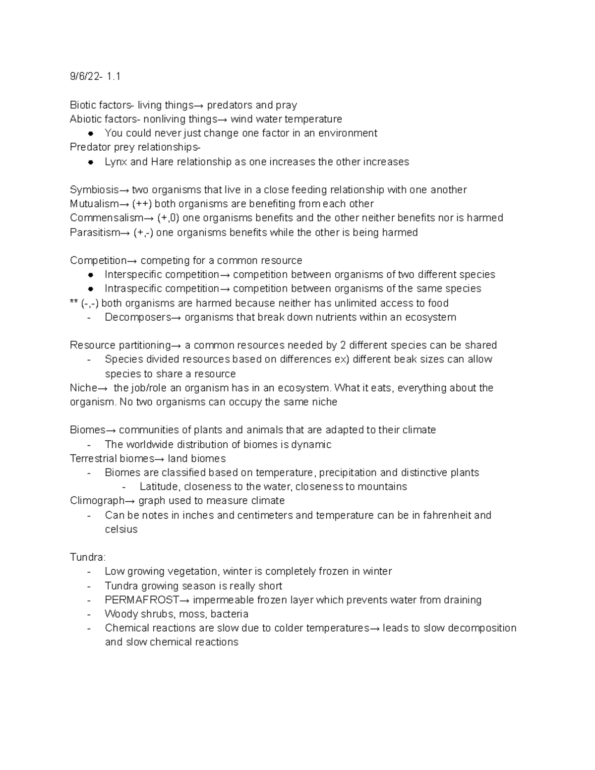 APES Notes UNIT 1 - Mrs. Wezels class- unit 1 review sheet - 9/6/22- 1 ...