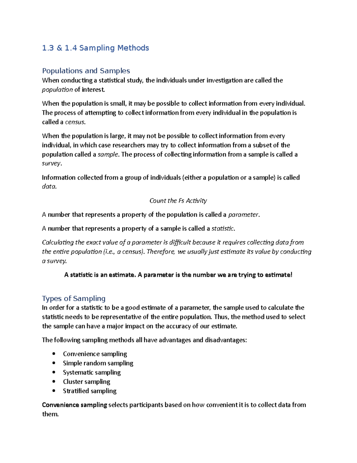1.3-5 and part of 2.1 - Evidence, Sampling Methods, Misleading ...