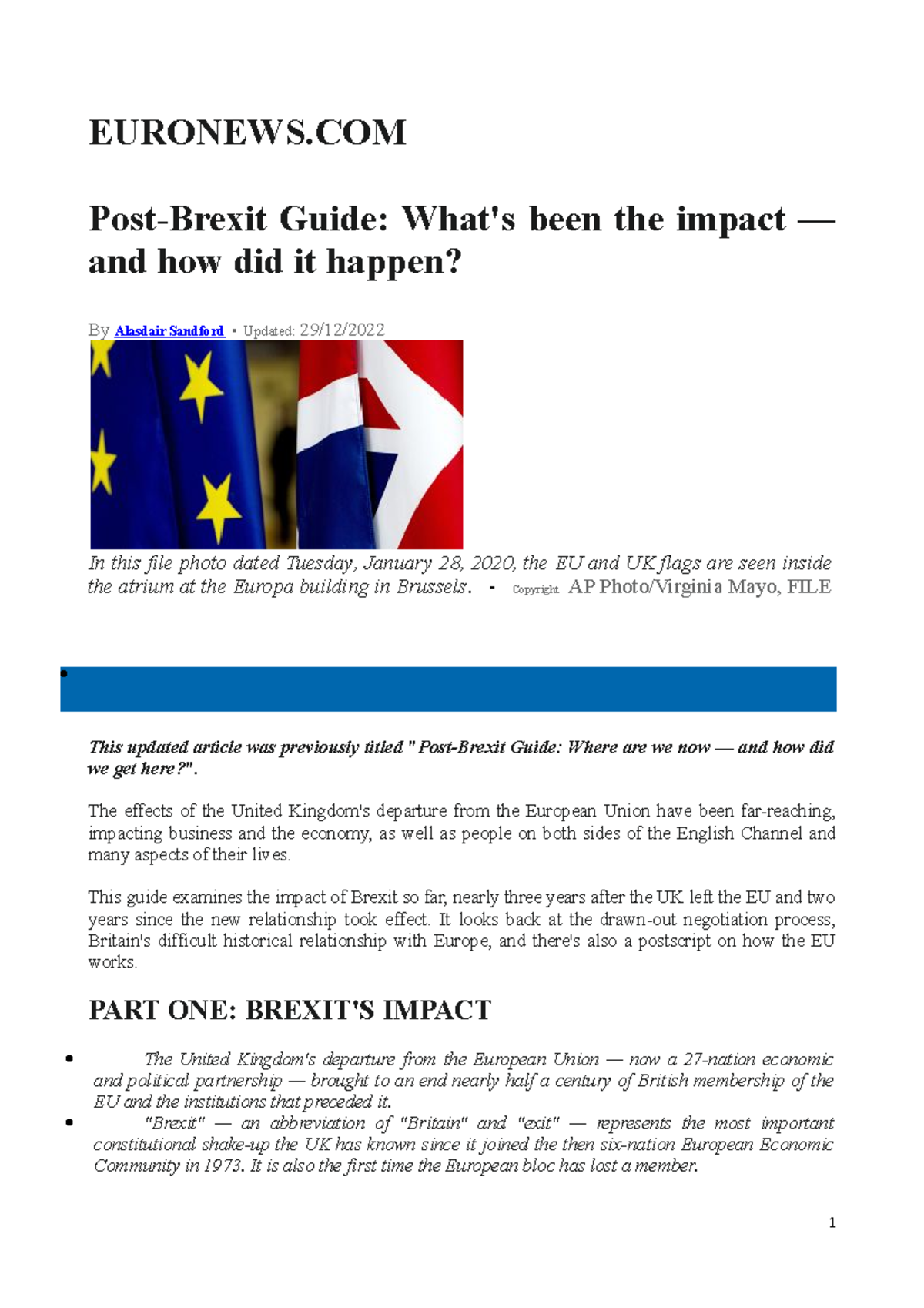 Brexit - EURONEWS Post-Brexit Guide: What's been the impact — and how ...
