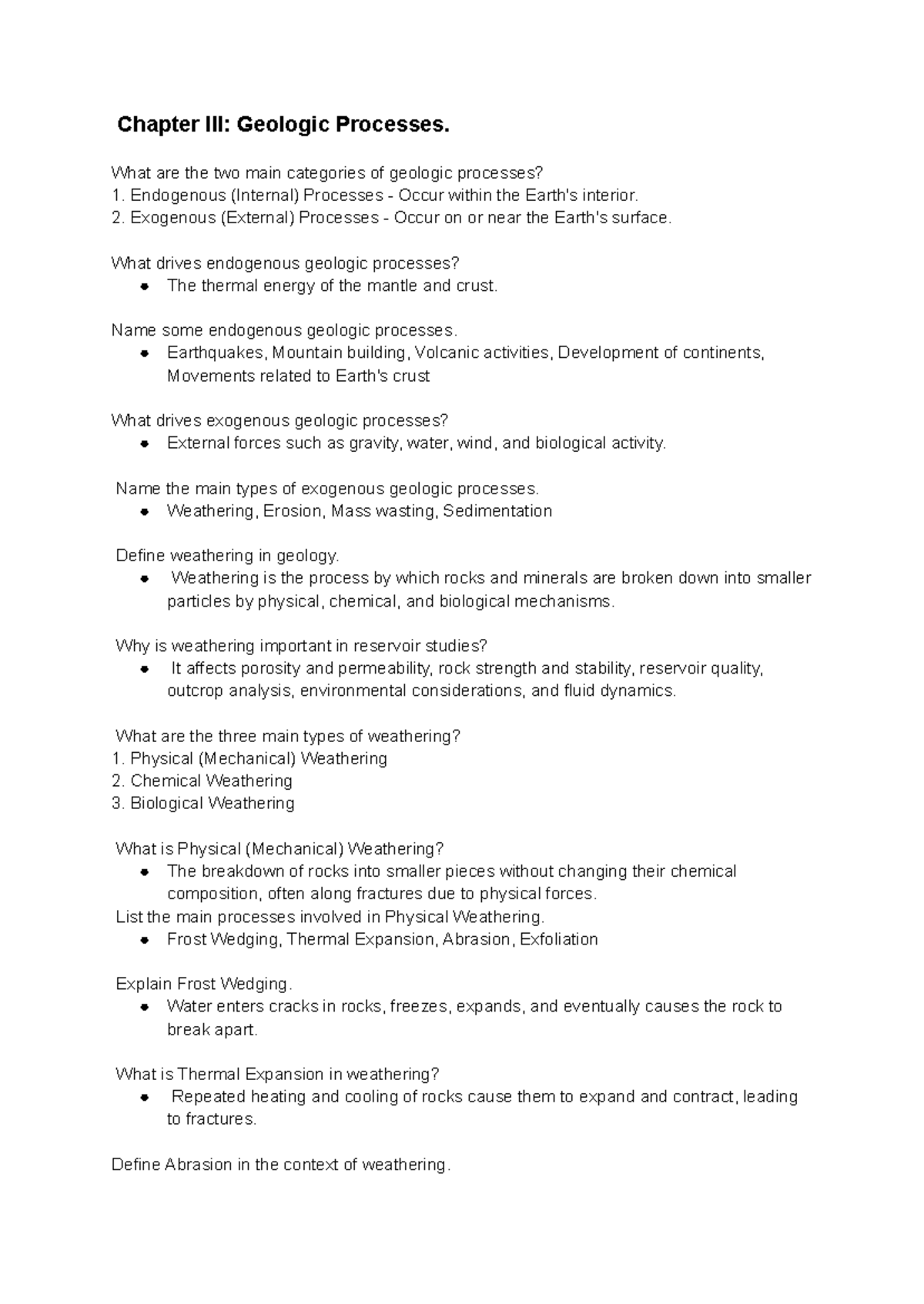 Chapter III Geologic Processes - What are the two main categories of ...