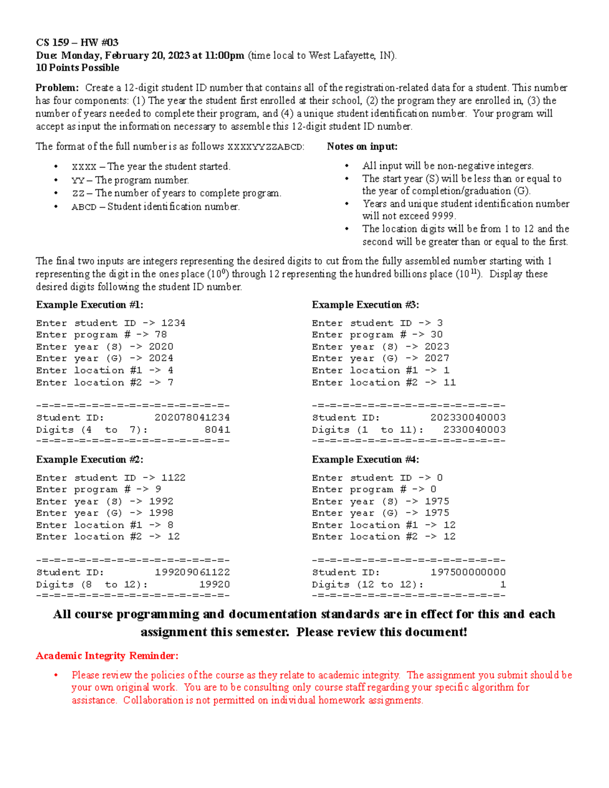 Homework 2 Solutions - CS 159 – HW Due: Monday, February 20, 2023 at 11 ...