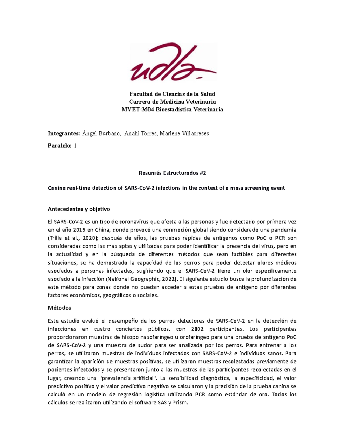 Resumen estructurado Final - Facultad de Ciencias de la Salud Carrera ...