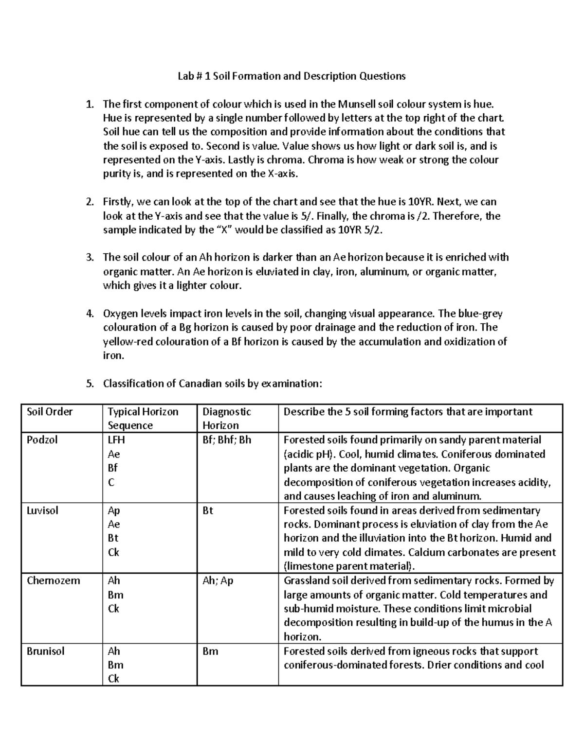 Lab 1 Soil Formation and Description - Studocu