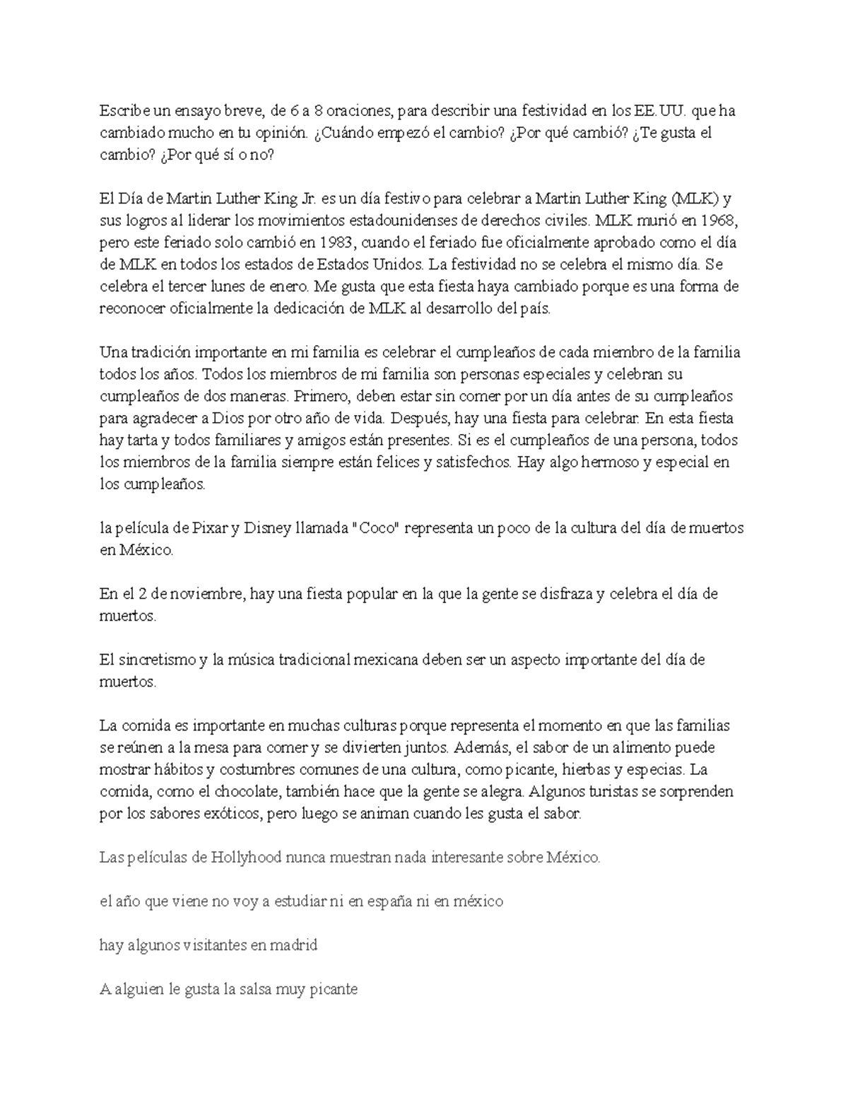 Spanish blabl - Study guide and vocabulary practice - Escribe un ensayo ...