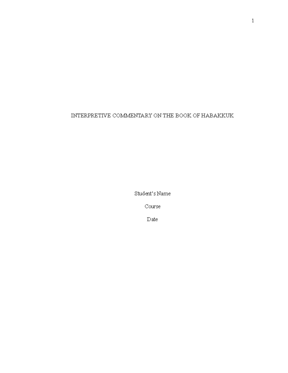 Interpretive Commentary ON THE BOOK OF Habakkuk - INTERPRETIVE ...