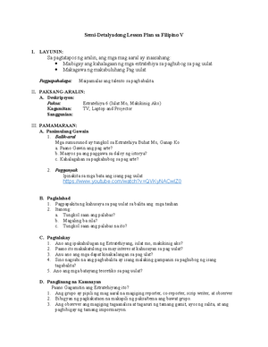 LP-7 - Dlp - Semi-Detalyadong Lesson Plan sa Filipino V I. LAYUNIN: Sa ...