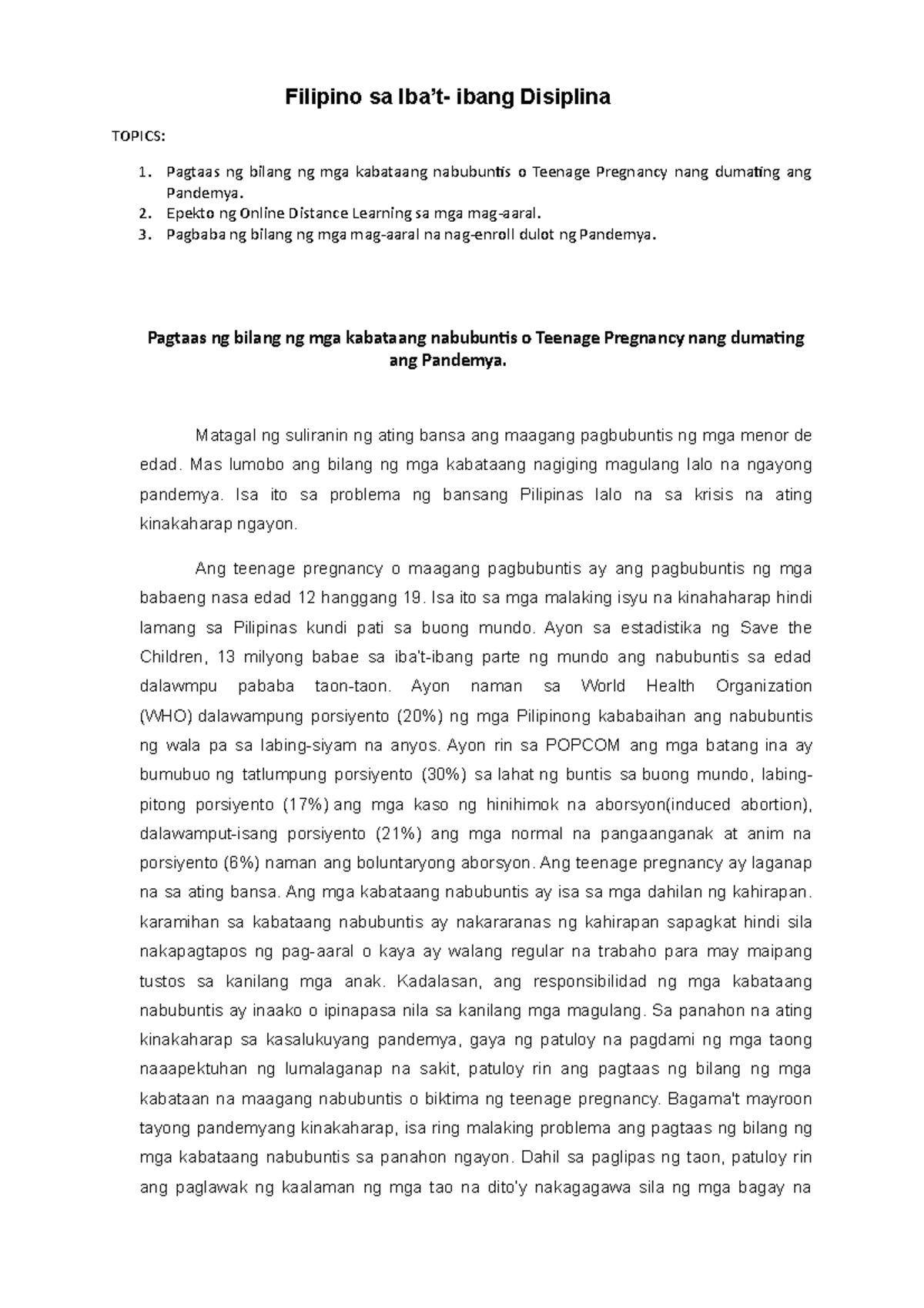 Rationale-Activity - LECTURES AND NOTES AND MODULES - Filipino sa Iba’t ...